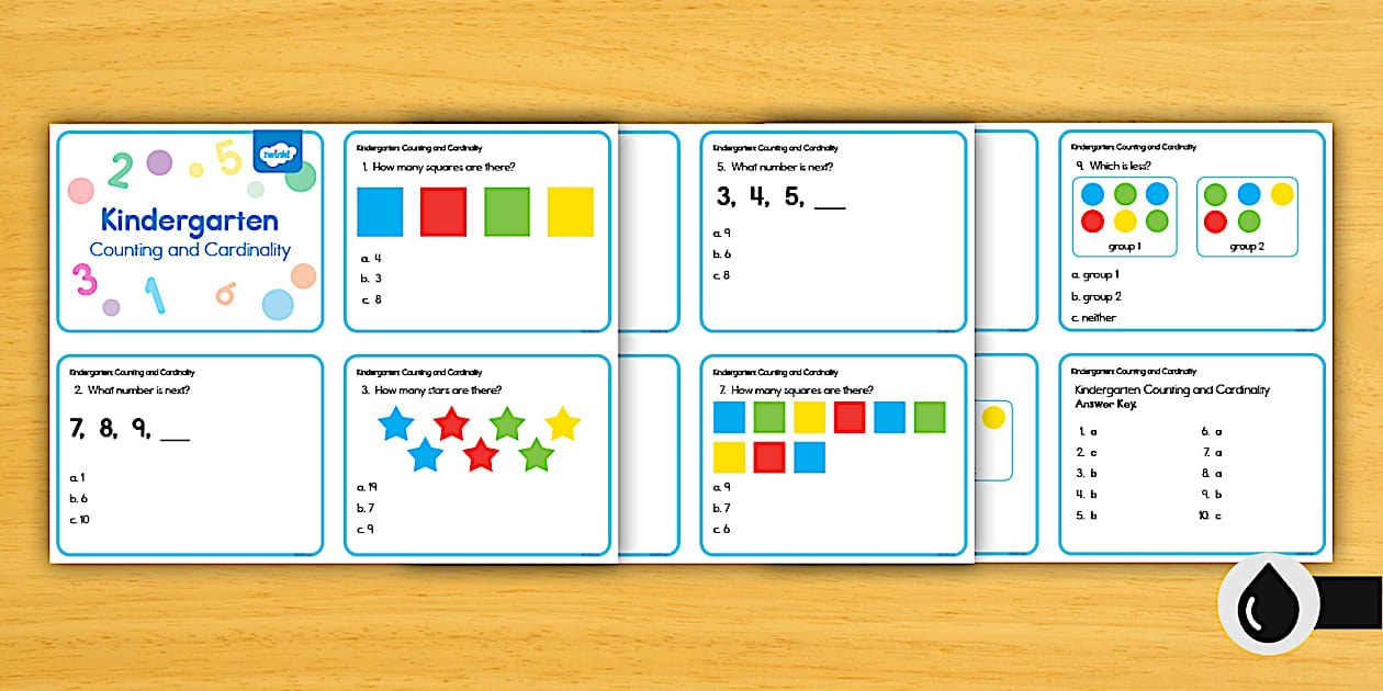 Kindergarten Counting and Cardinality Task Cards - Twinkl