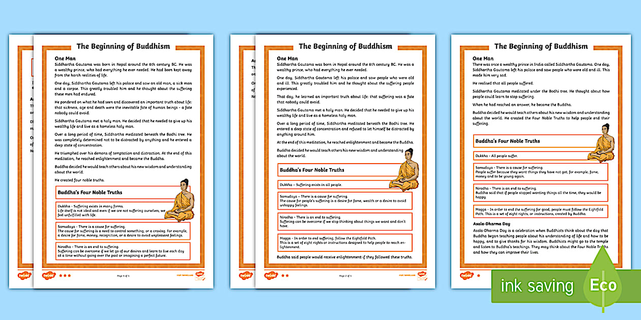 The Beginning of Buddhism Differentiated Fact File - Twinkl