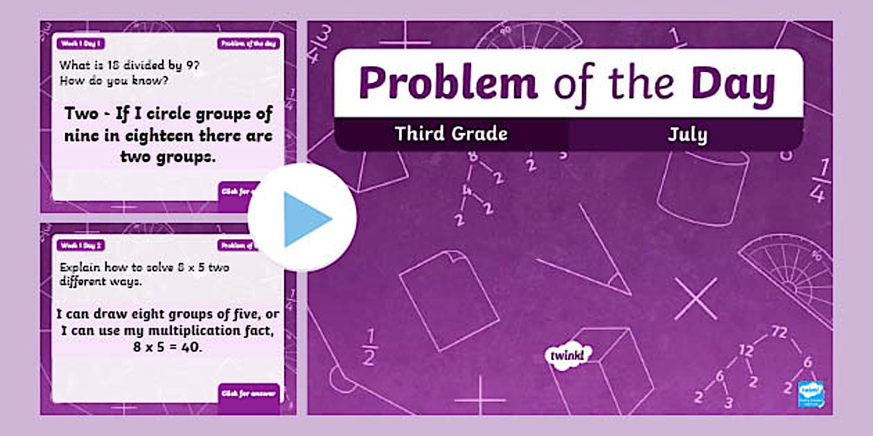 Third Grade Math Problem of the Day - July PowerPoint