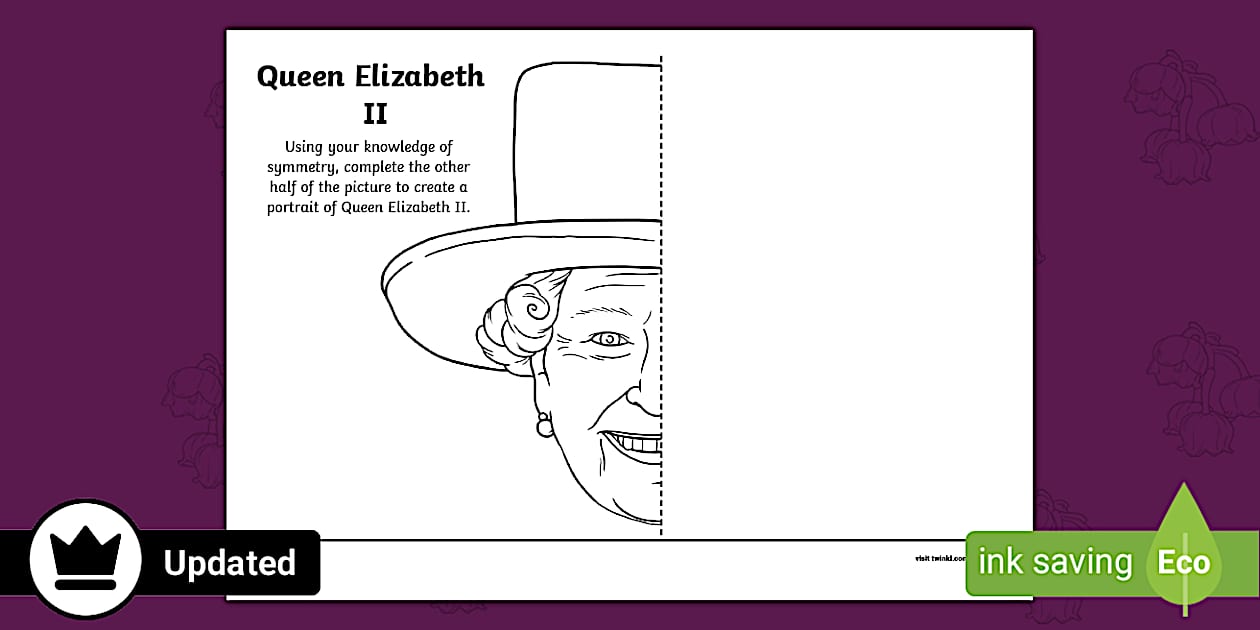 Queen Elizabeth II Symmetry Activity - Art - Twinkl