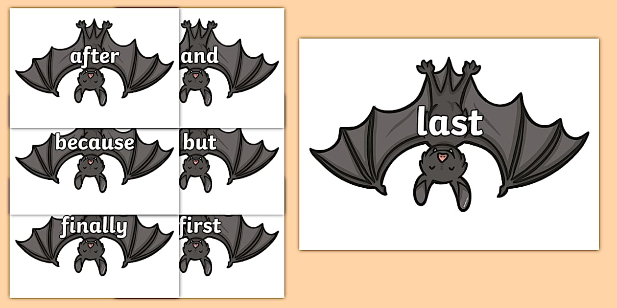 Cursive Connectives on Bats (teacher made) - Twinkl