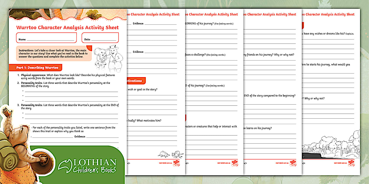 'Wurrtoo' Character Analysis Activity Sheet | Twinkl