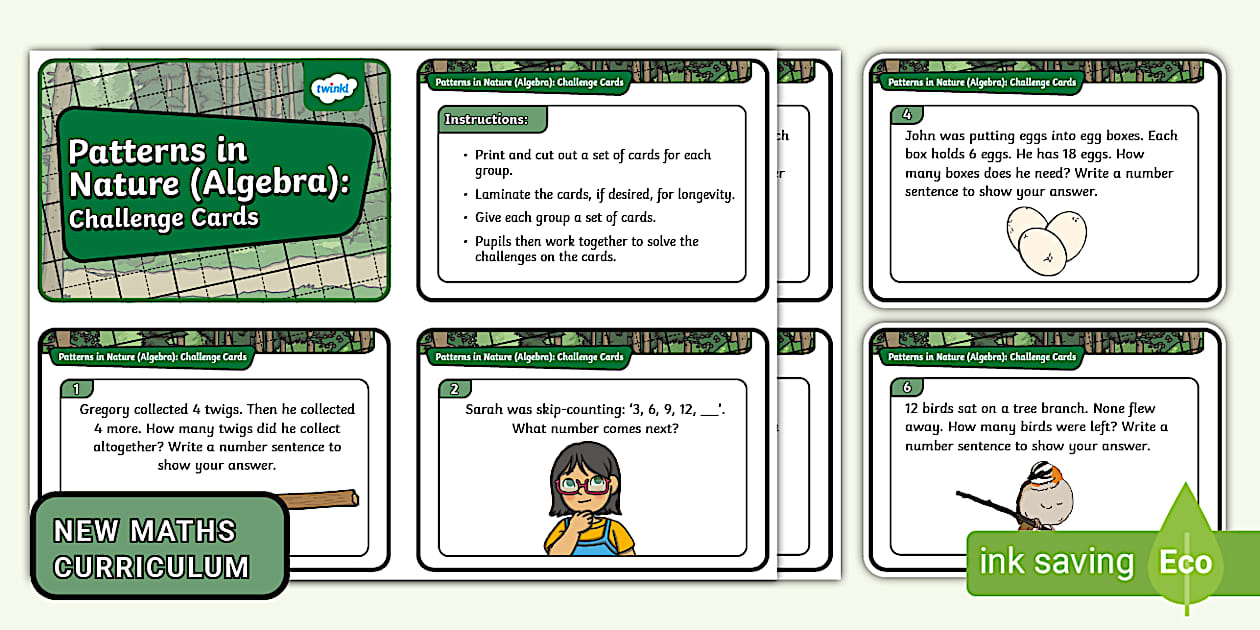 Patterns in Nature (Algebra): Challenge Cards - Twinkl