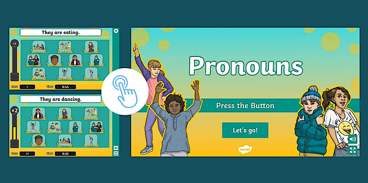 Interactive Grammar Press the Button Game for Learners of EAL - Pronouns