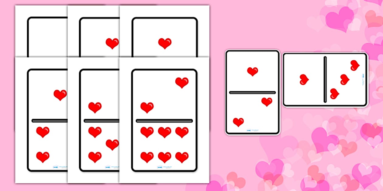Valentine's Day A4 Heart Dominoes (teacher made) - Twinkl