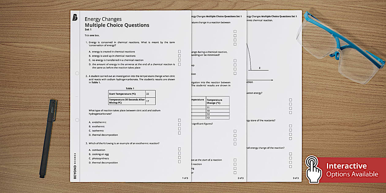 GCSE Energy Changes Multiple Choice Questions | Beyond