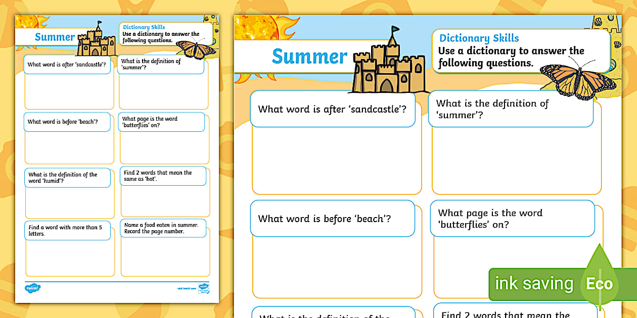 Summer Dictionary Scavenger Hunt (teacher made) - Twinkl