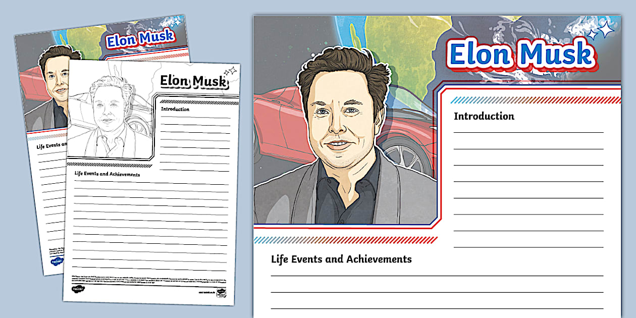 Elon Musk Biography Template (profesor hizo) - Twinkl