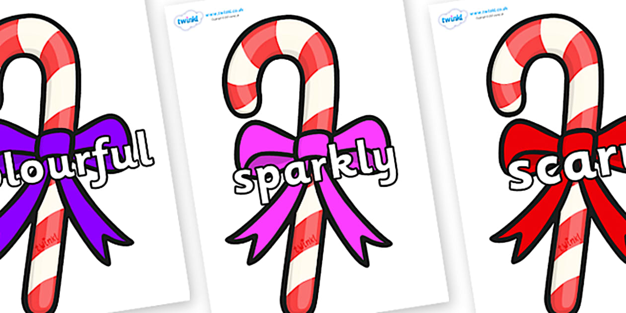 Cursive Wow Words on Candy Canes (teacher made) - Twinkl