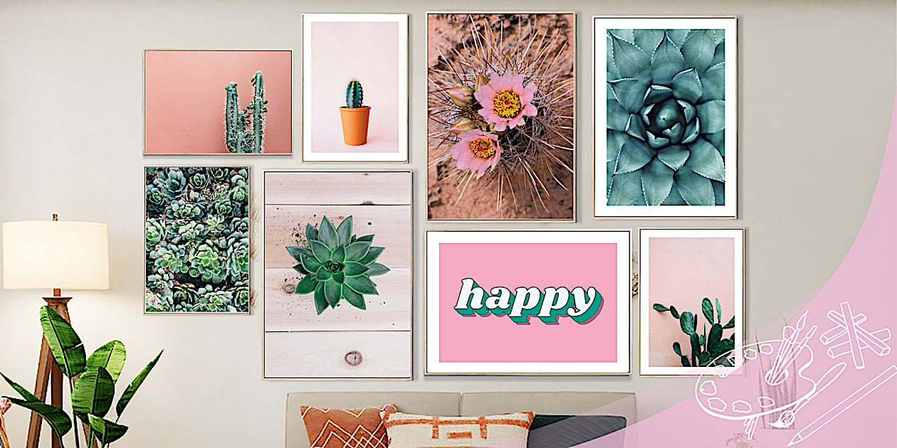 Happy Succulents Wall Art Gallery Collection Posters Pack