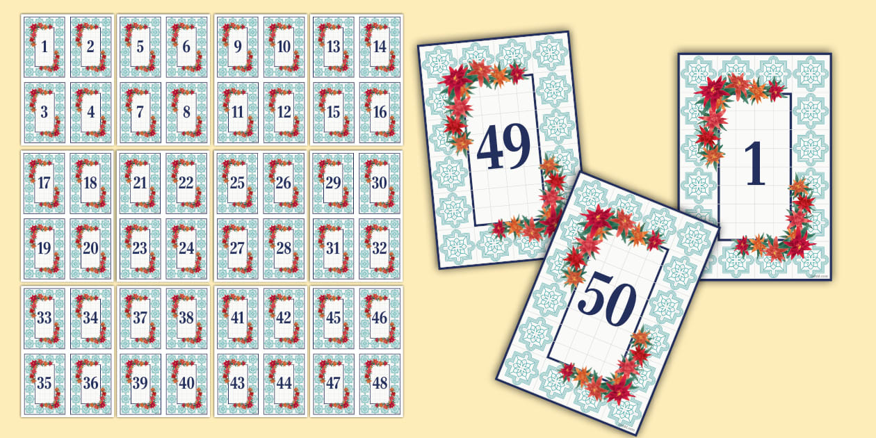 👉 Floral Ceramics Themed Numbers 0-50 Cards - Twinkl
