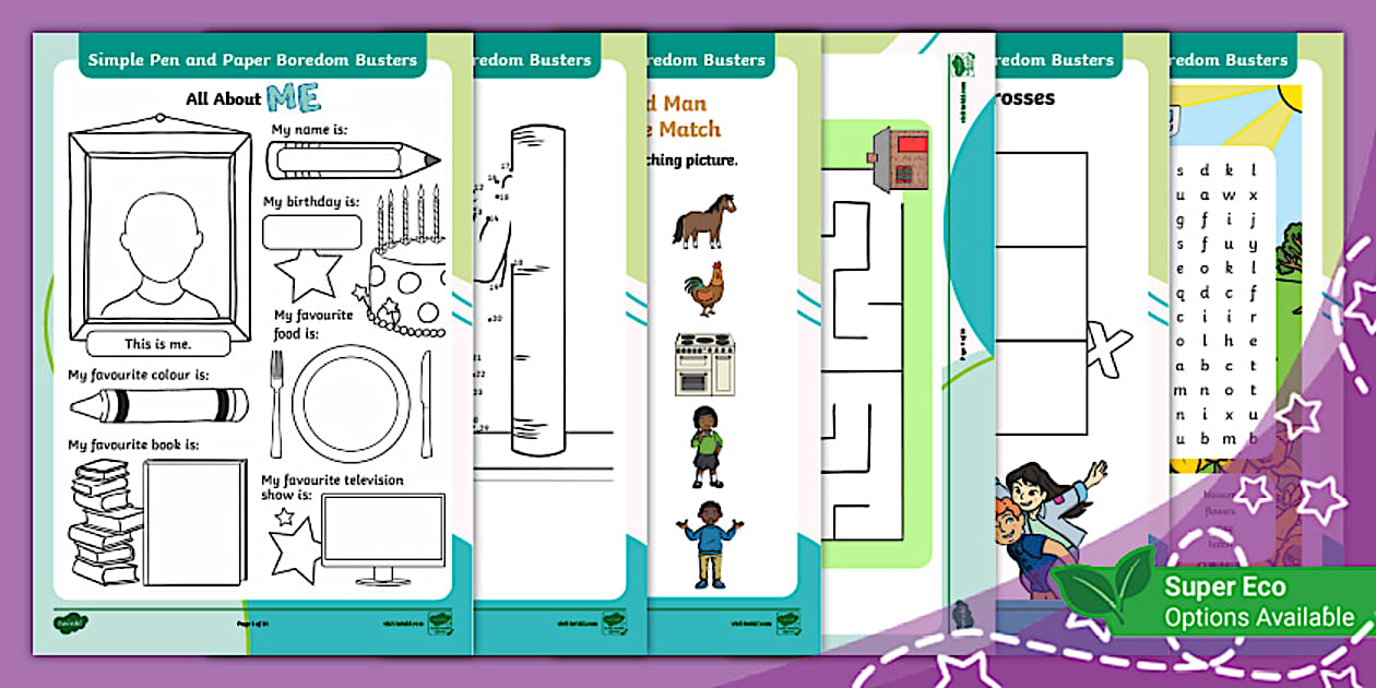 Simple Pen and Paper Boredom Busters Activity Pack - Twinkl