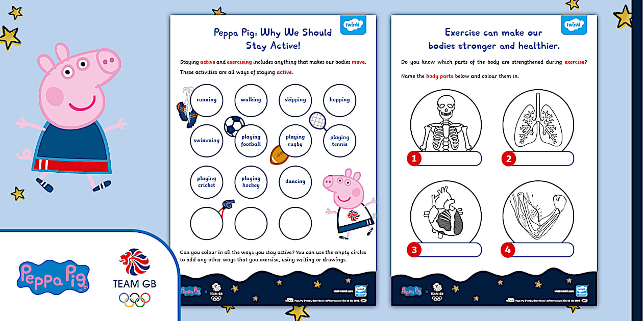Peppa Pig: Why We Should Stay Active! Worksheet - Twinkl