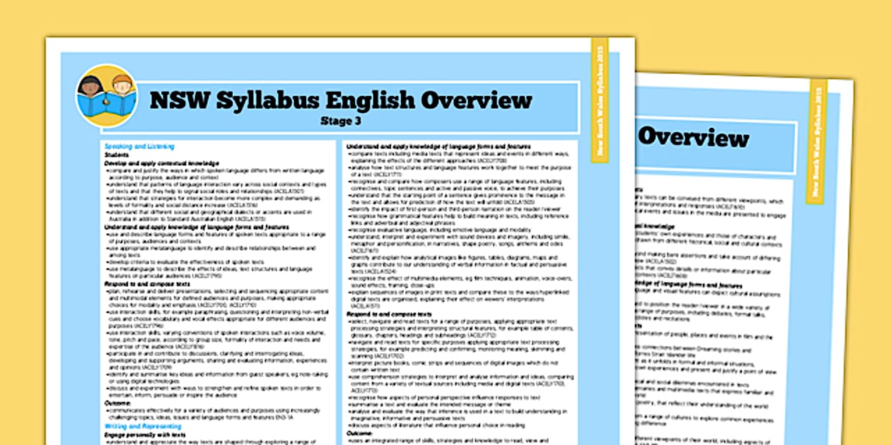 NSW Stage 3 English Syllabus Overview (teacher made)