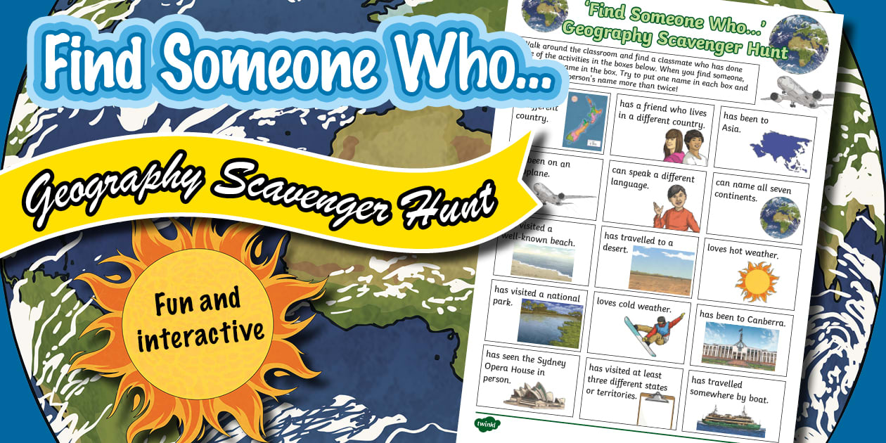 Find Someone Who... Geography Scavenger Hunt