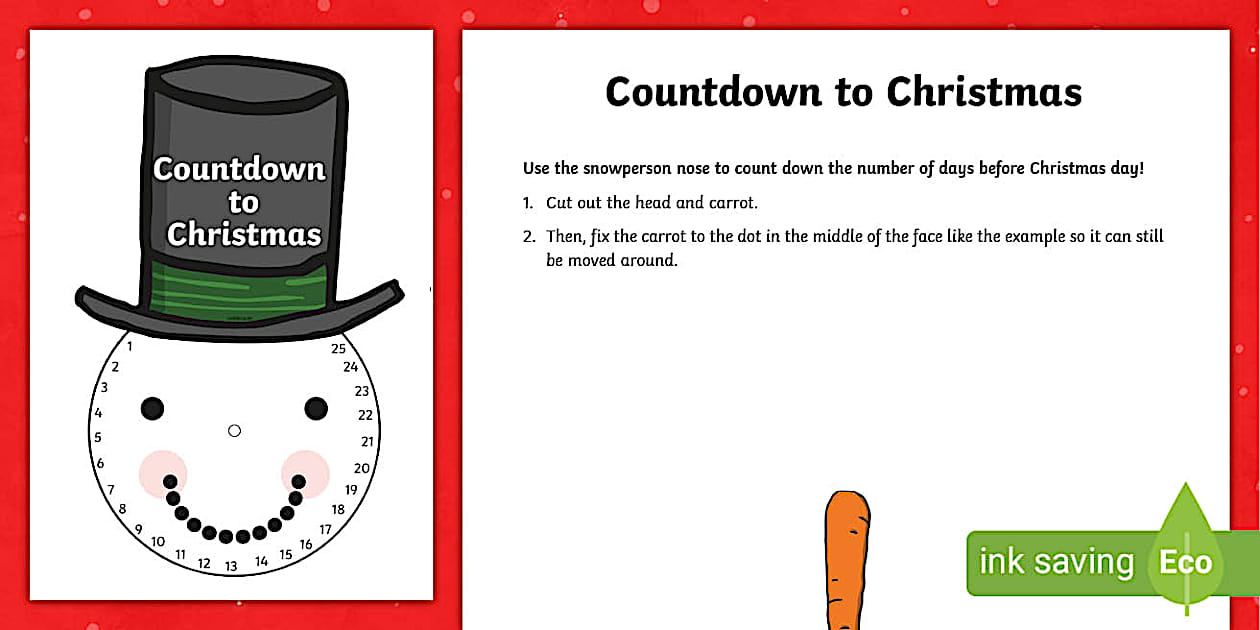 Count Down to Christmas Snowperson (teacher made) - Twinkl