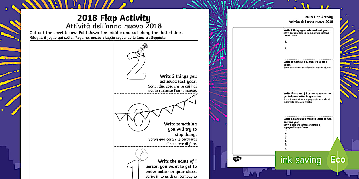 2018 New Year Flap Activity English/Italian - 2018 Flap Activity