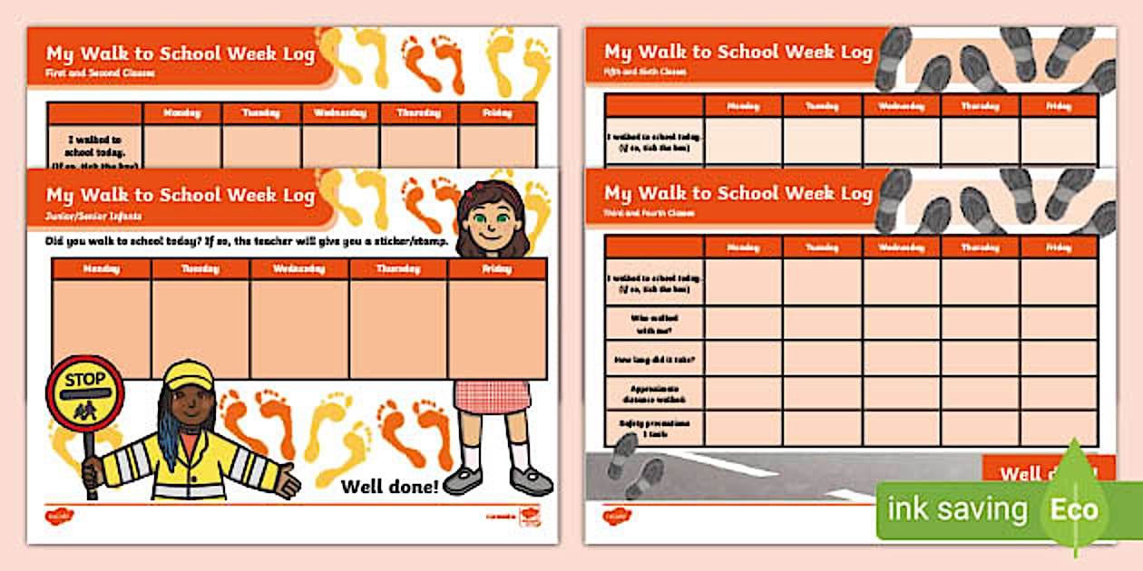 Walk to School Week Walking Log (Teacher-Made) - Twinkl
