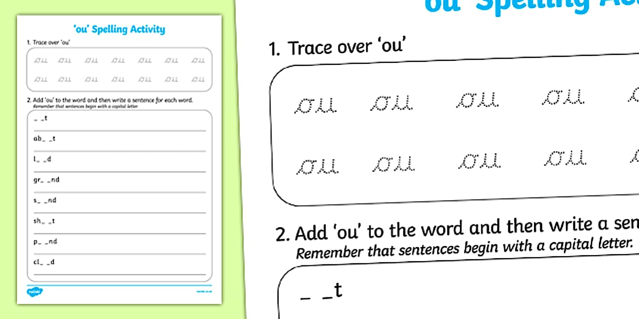 ou Sound Sentences Spelling Activity - KS1 Resources