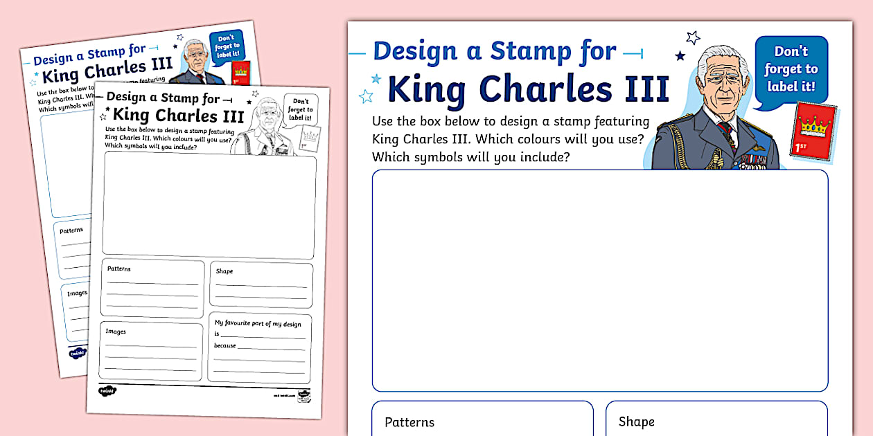 Design a Stamp for King Charles III Worksheet (teacher made)