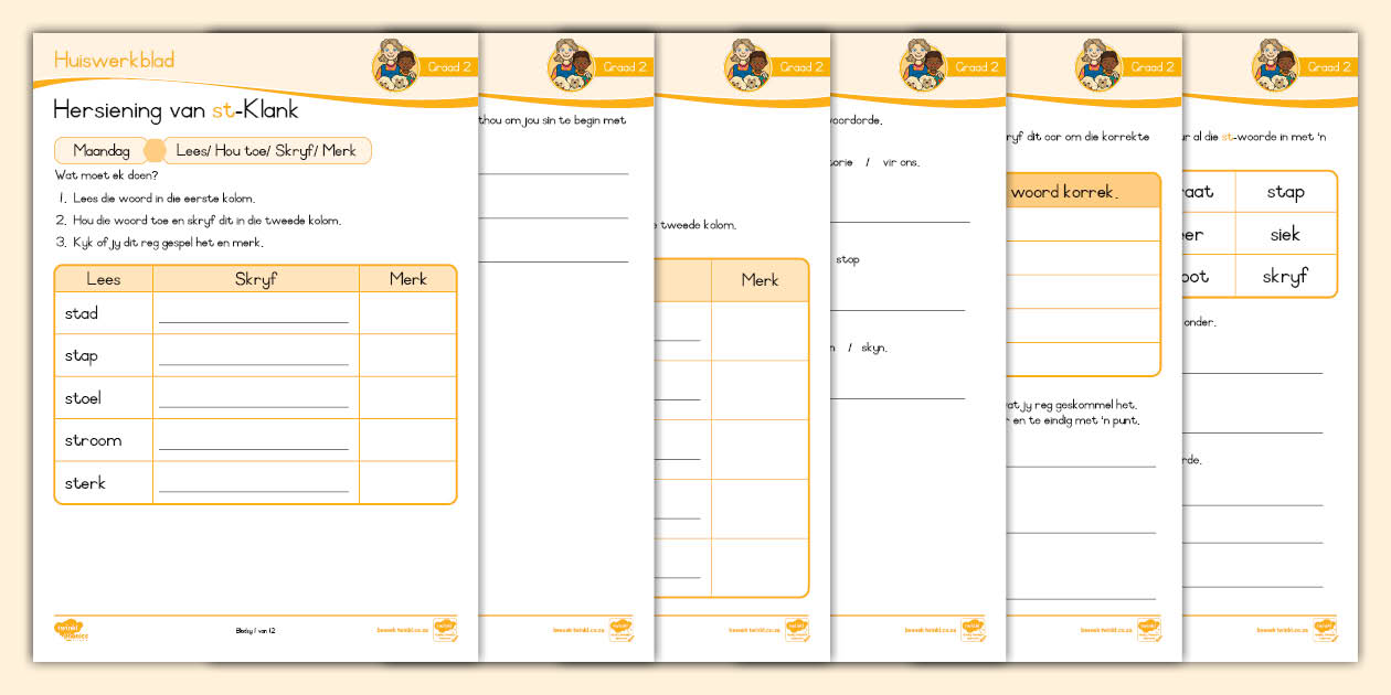 Graad 2 st-Klank Huiswerkblad (teacher made) - Twinkl