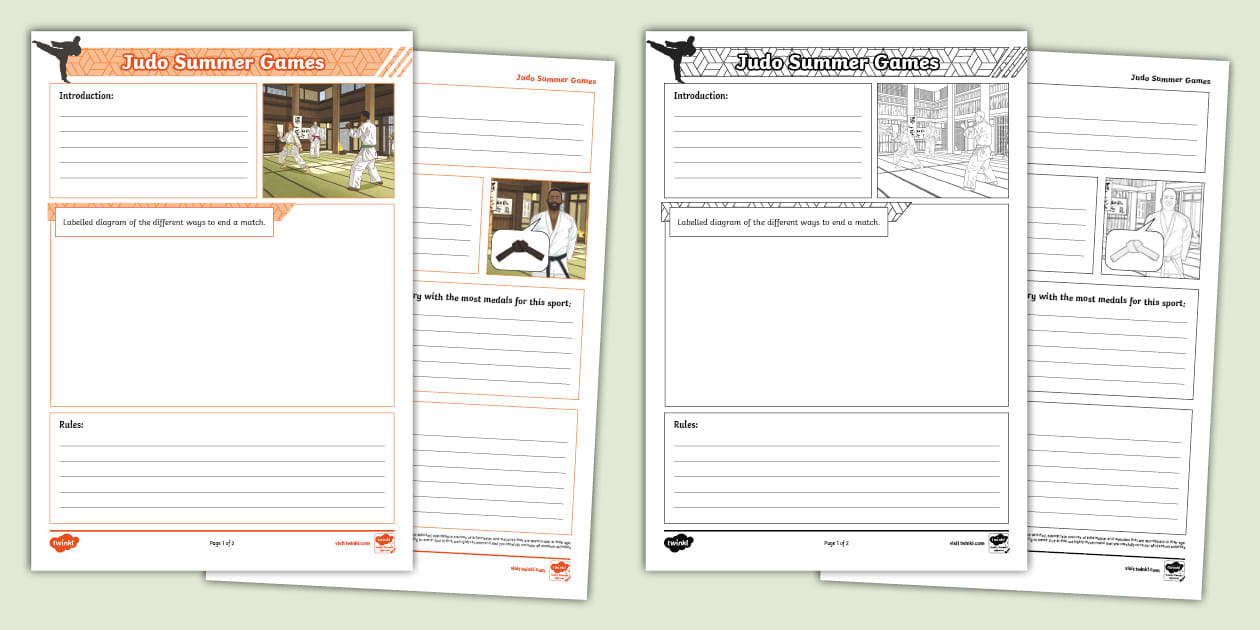 Judo Summer Games Non-Chronological Report Template