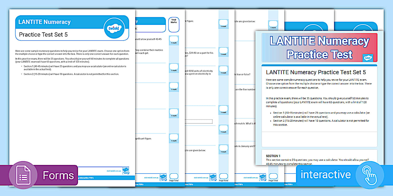 LANTITE Numeracy Practice Test | Set 5 | Twinkl - Twinkl