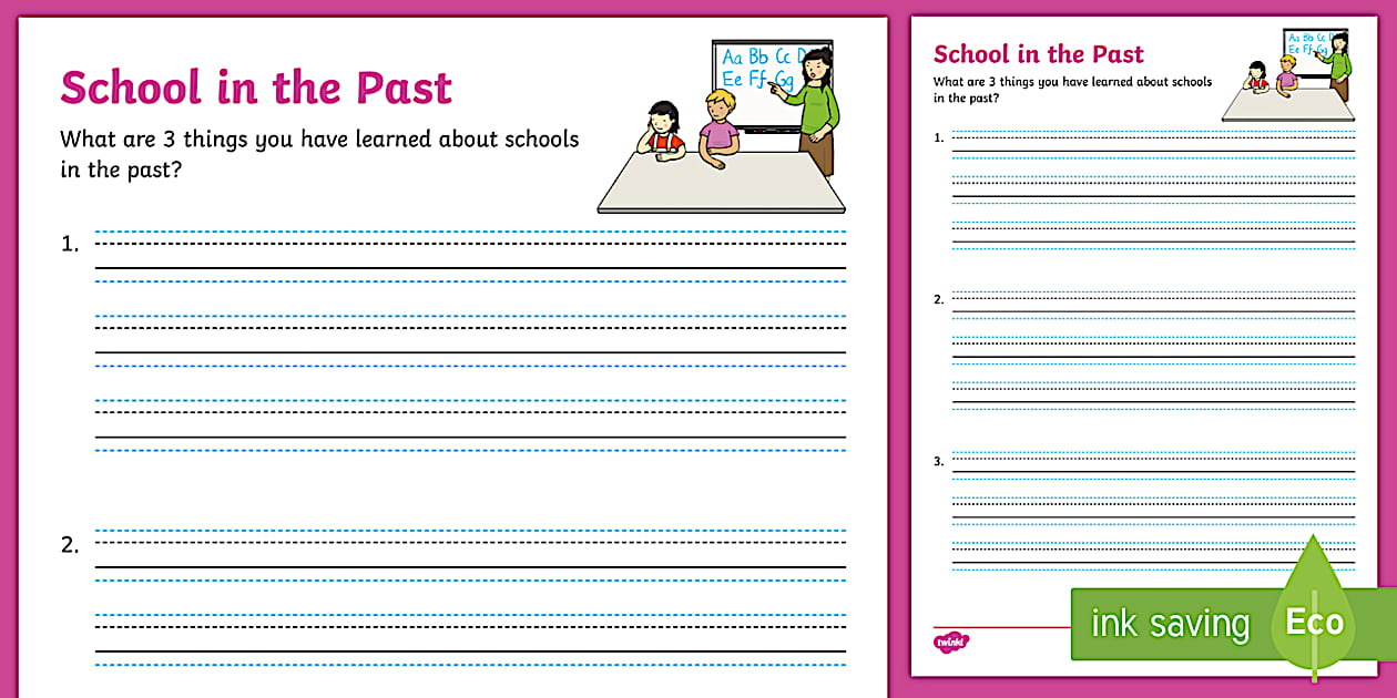 TAS School in the Past Review Learning Worksheet - Twinkl