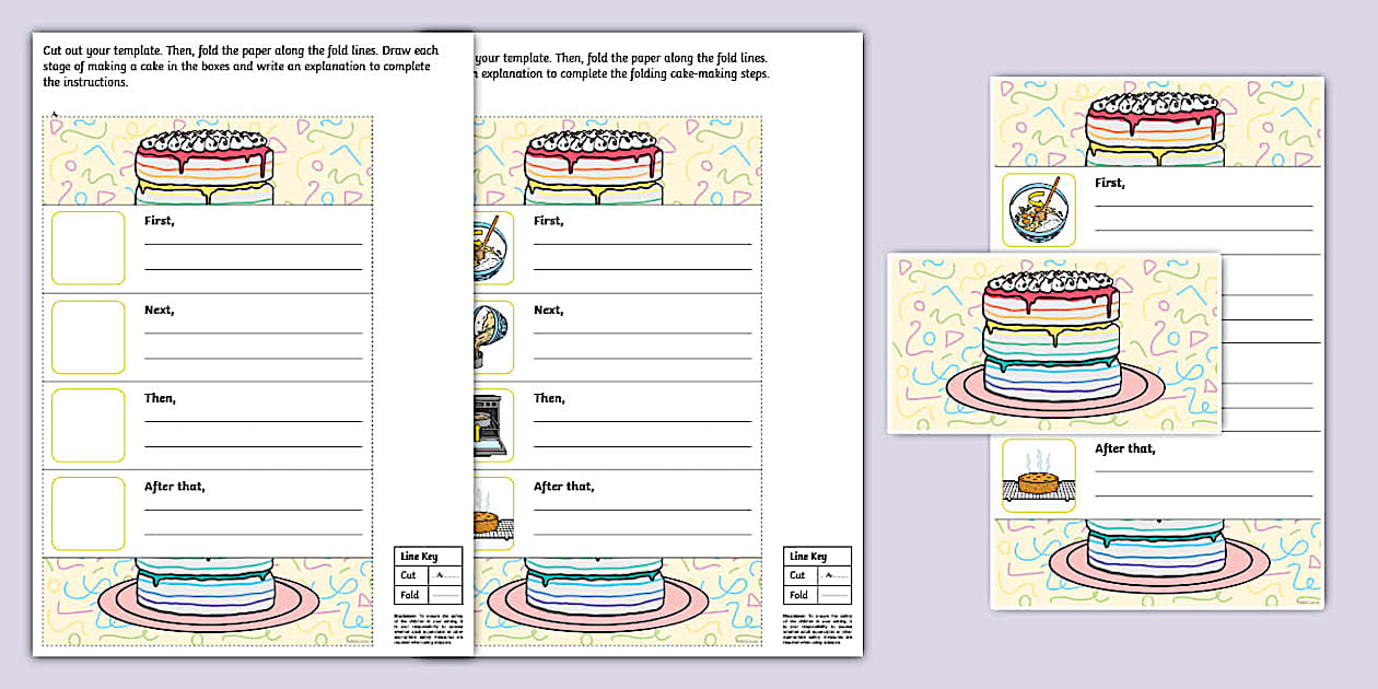 Folding Making a Cake Sequencing Template - Twinkl