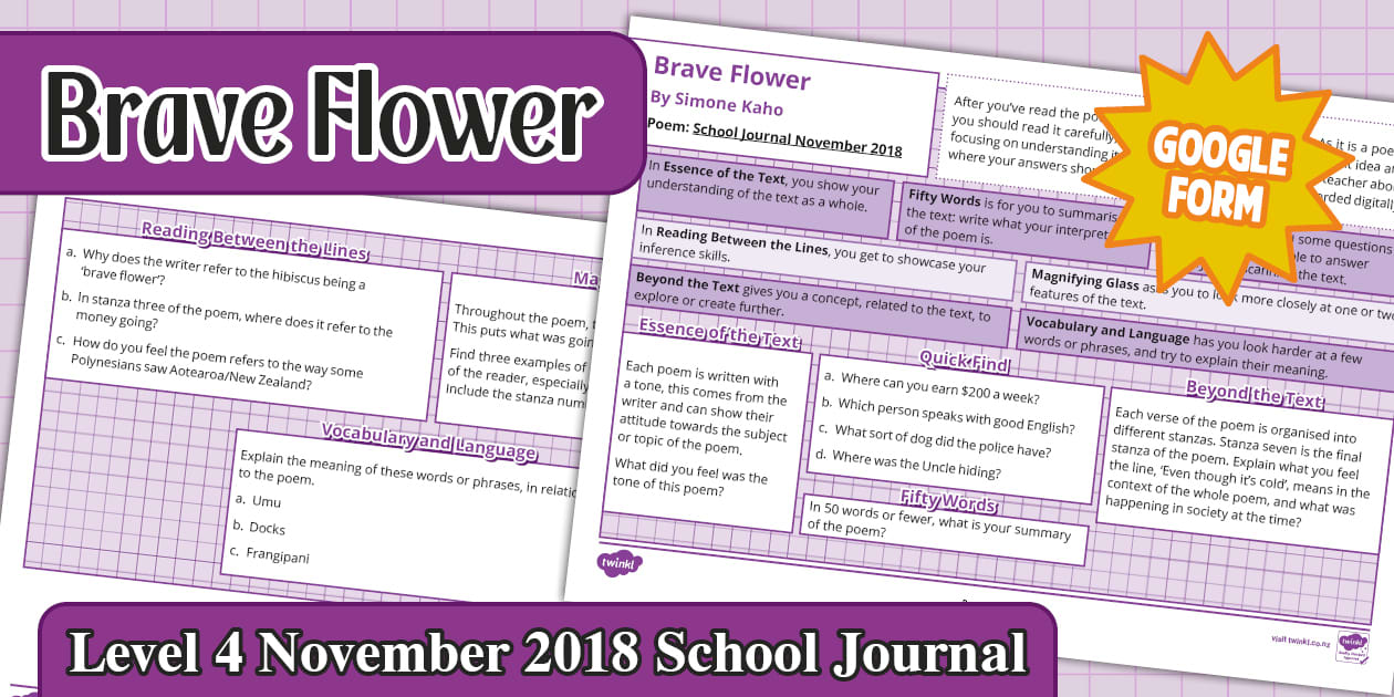 Level 4 November 2018 Journal Brave Flower Poem