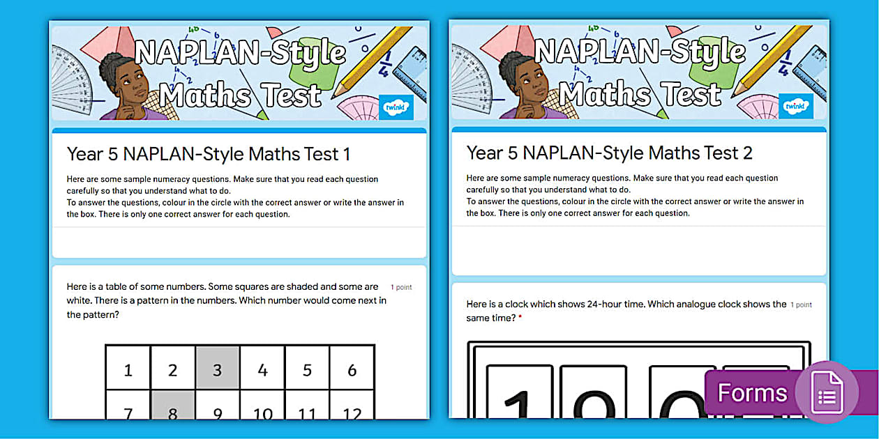 NAPLAN Numeracy Google Forms | Online NAPLAN practice test