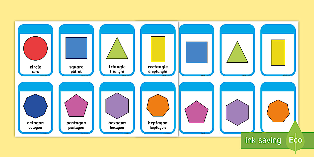2D Shape Flashcards English/Romanian (creat de profesori)