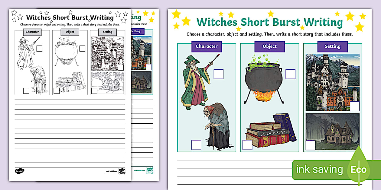 Witches Short Burst Writing Template (teacher made) - Twinkl