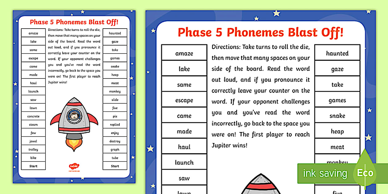 Phase 5 Phonics Game - Blast Off Partner Game (teacher made)