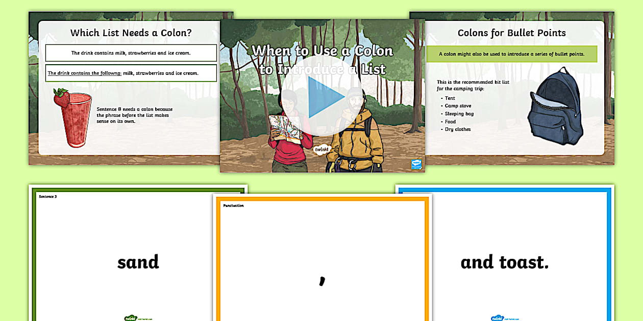 Using a Colon to Introduce a List - Colons KS2 - Twinkl
