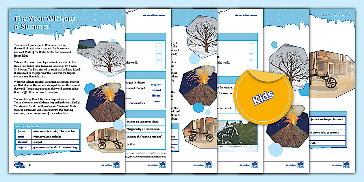 The Year without a Summer Reading Activity - Twinkl