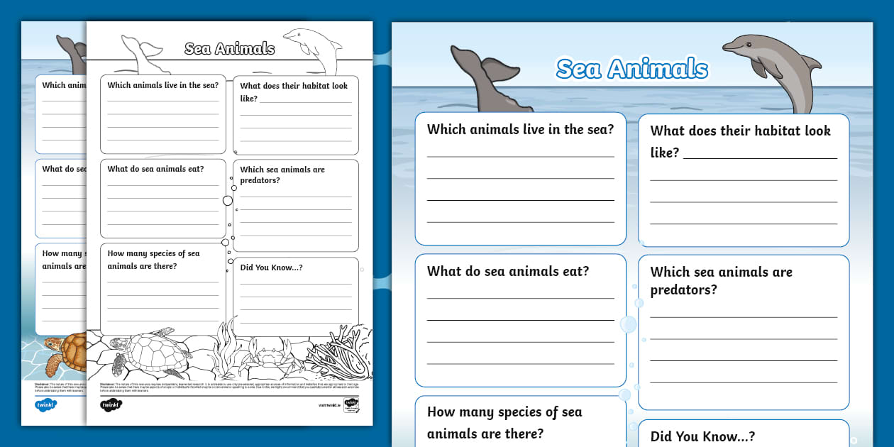 Sea Animals Fact File Template (Teacher-Made) - Twinkl