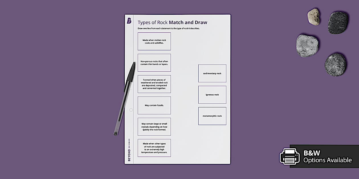 Types of Rock Match and Draw (Teacher-Made) - Twinkl