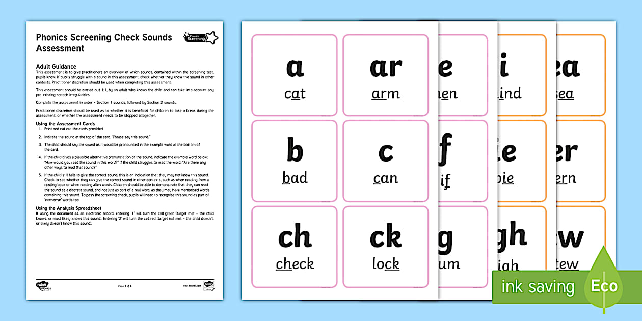 Year 1 Phonics Screening Check Sounds Assessment Pack
