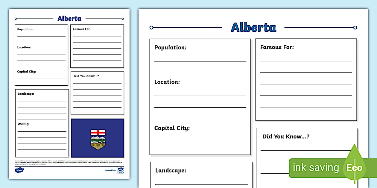 Alberta Fact File Template (Teacher-Made) - Twinkl
