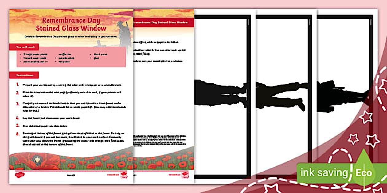Remembrance Day Stained Glass Window (teacher made) - Twinkl