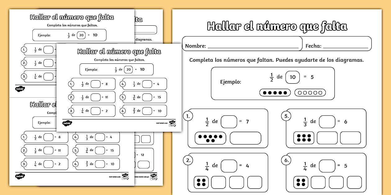 Ficha de actividad: Hallar los números que faltan - Twinkl