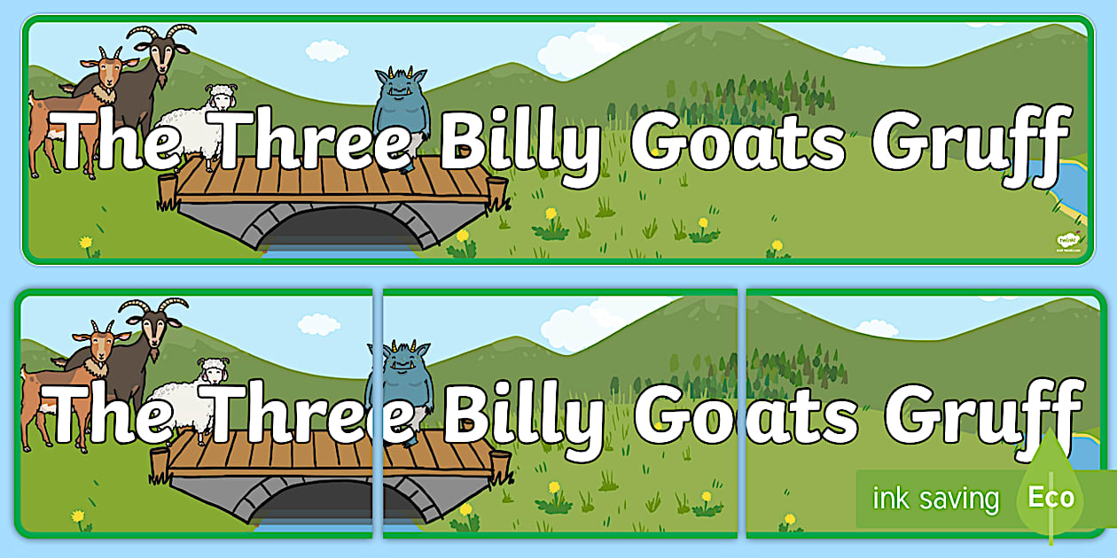 Cursive The Three Billy Goats Gruff Display Banner - Twinkl