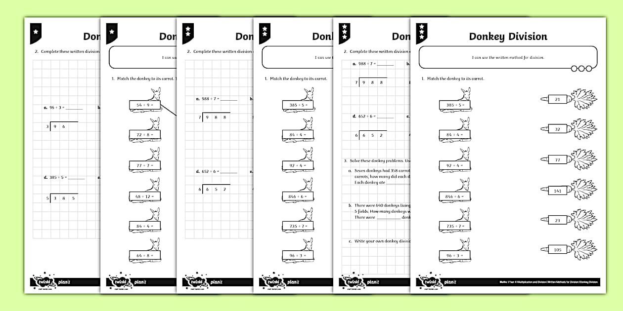 Short Division Differentiated Maths Worksheet (teacher made)