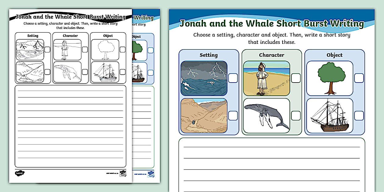 Jonah and the Whale Short Burst Writing Template - Twinkl