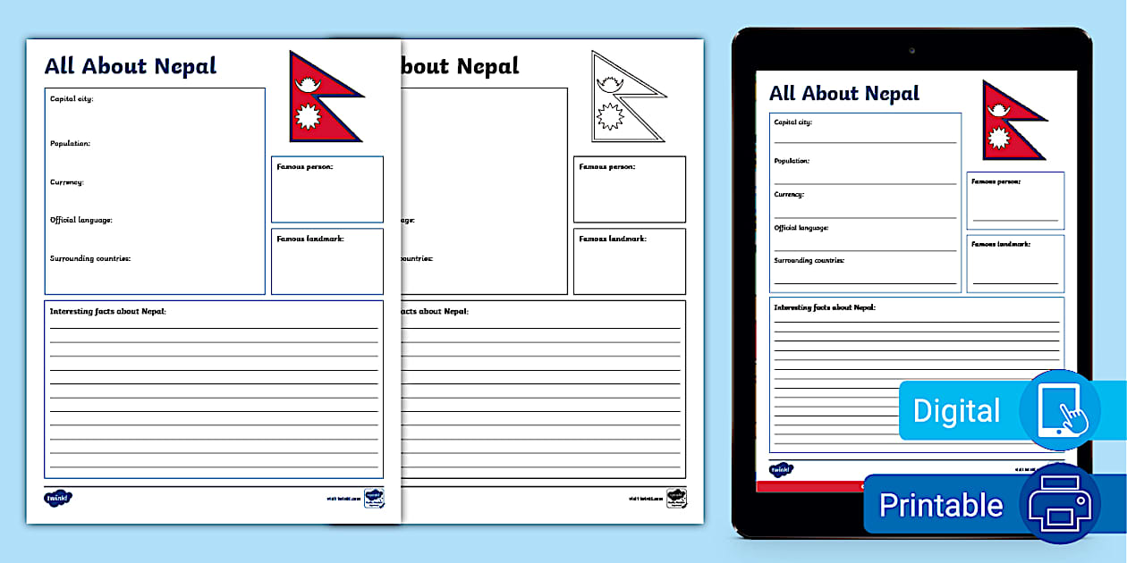 * NEW * All About Nepal Research Worksheet