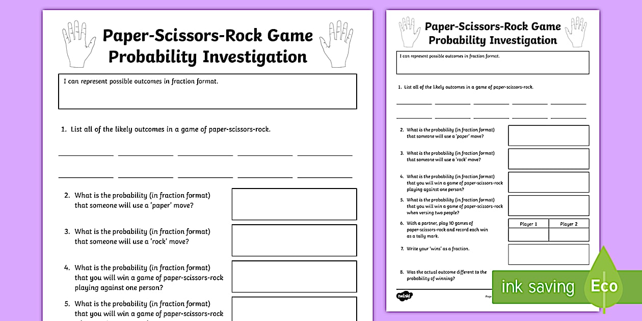 Editable Paper-Scissors-Rock Probability Investigation Activity