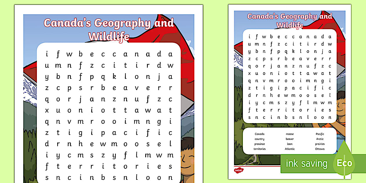 Canada's Geography Word Search | Twinkl CA - Twinkl