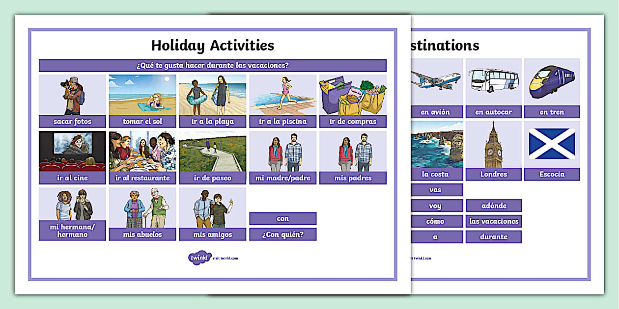 👉 Spanish - KS2 Word Mats - Holidays