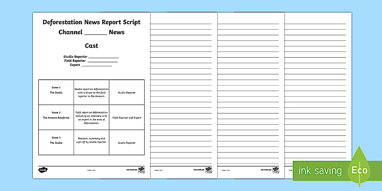 Editable Rainforest News Script Writing Template - Twinkl